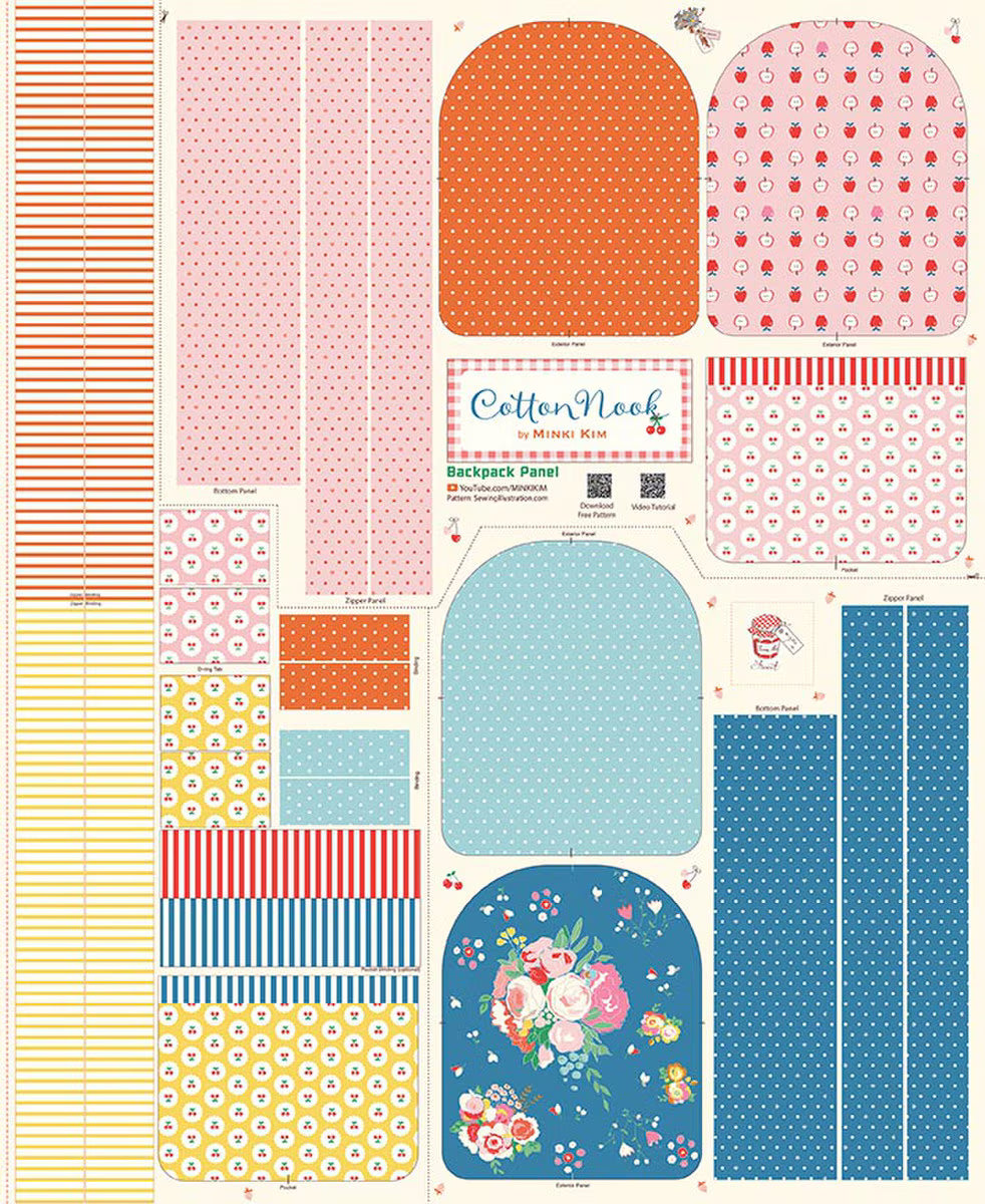 PREORDER Riley Blake Minki Kim Cotton Nook Backpack Panel P17979-PANEL ...