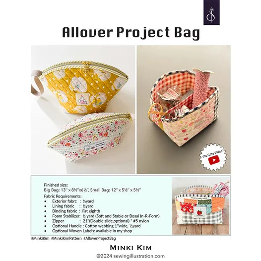Minki Kim Allover Project Bag Pattern # SI-BP7 – A1 Vacuum & Sewing Reno